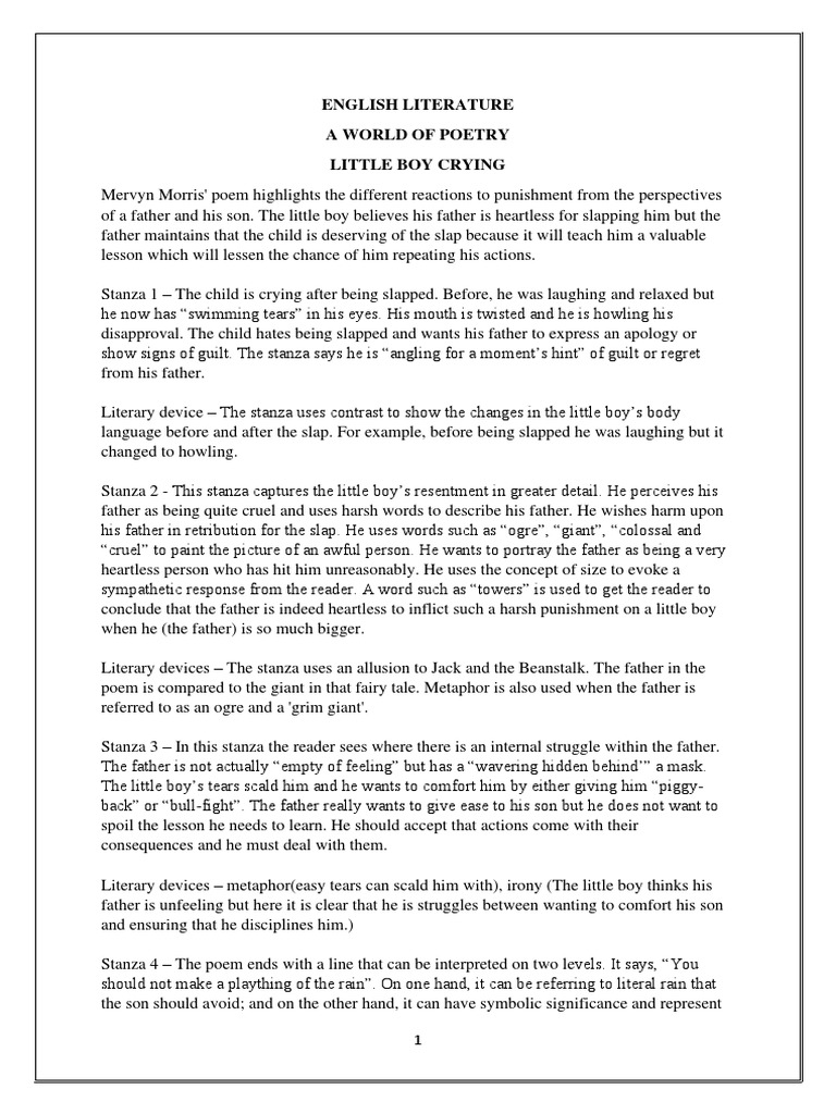 Little Boy Crying | PDF | Poetry