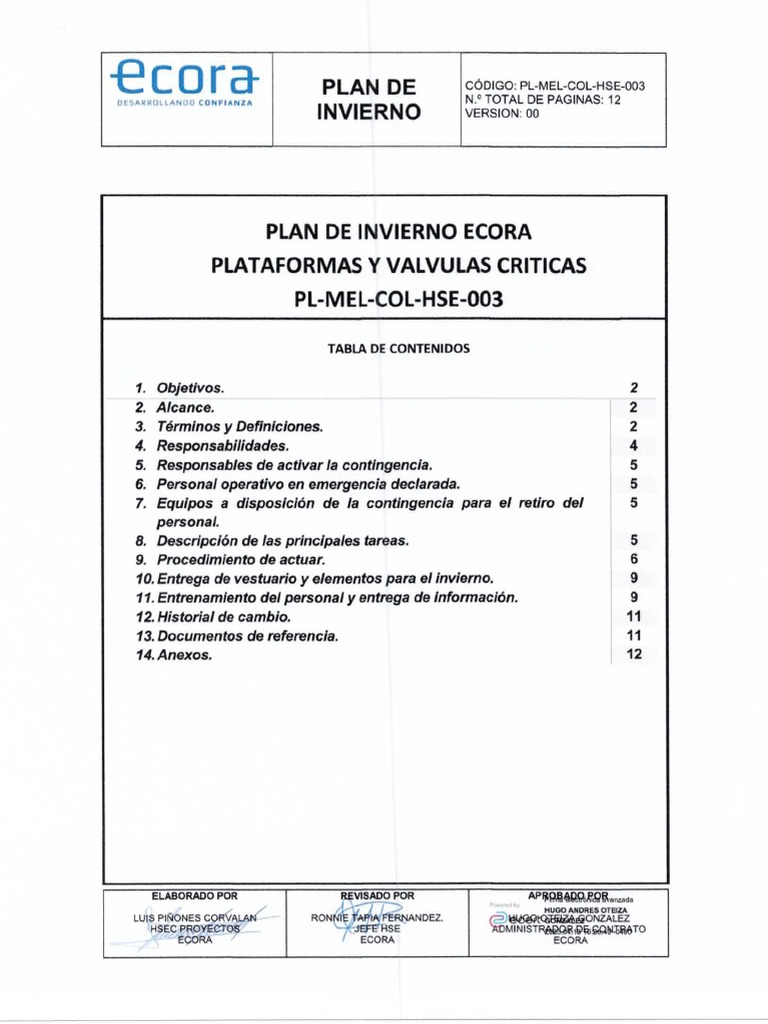 PL-MEL-COL-HSE-003 Plan de invierno 2023 | PDF