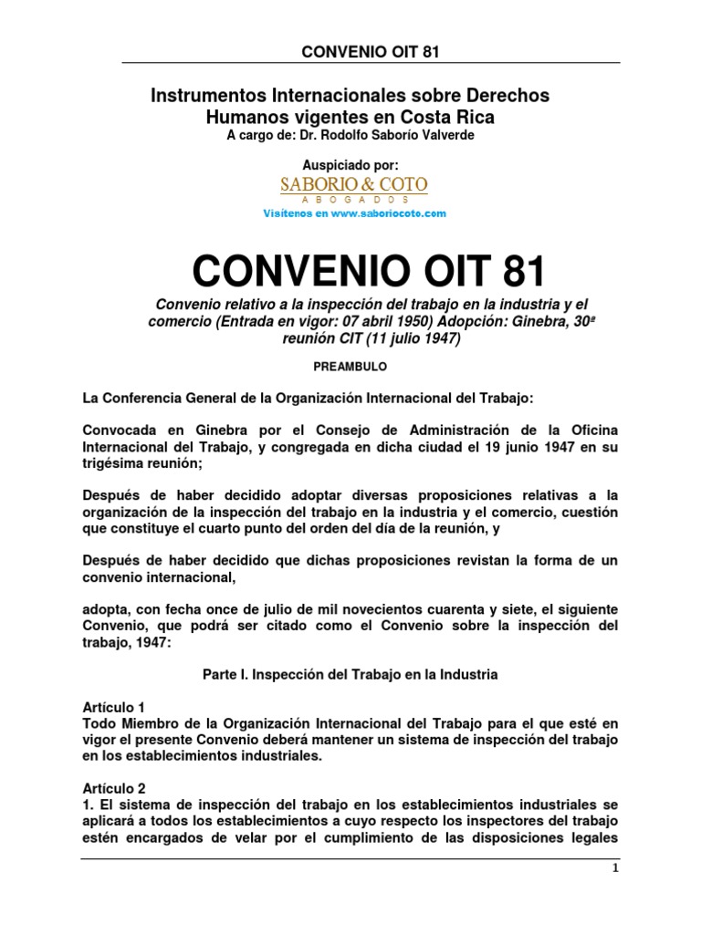 Convenio Oit 81 | PDF