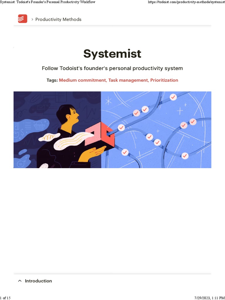 Systemist Todoist's Founder's Personal Productivity Workflow | PDF