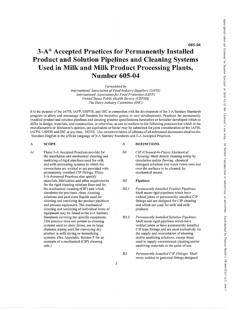 3A Sanitary Standards For Permanently Installed Product and Solution ...