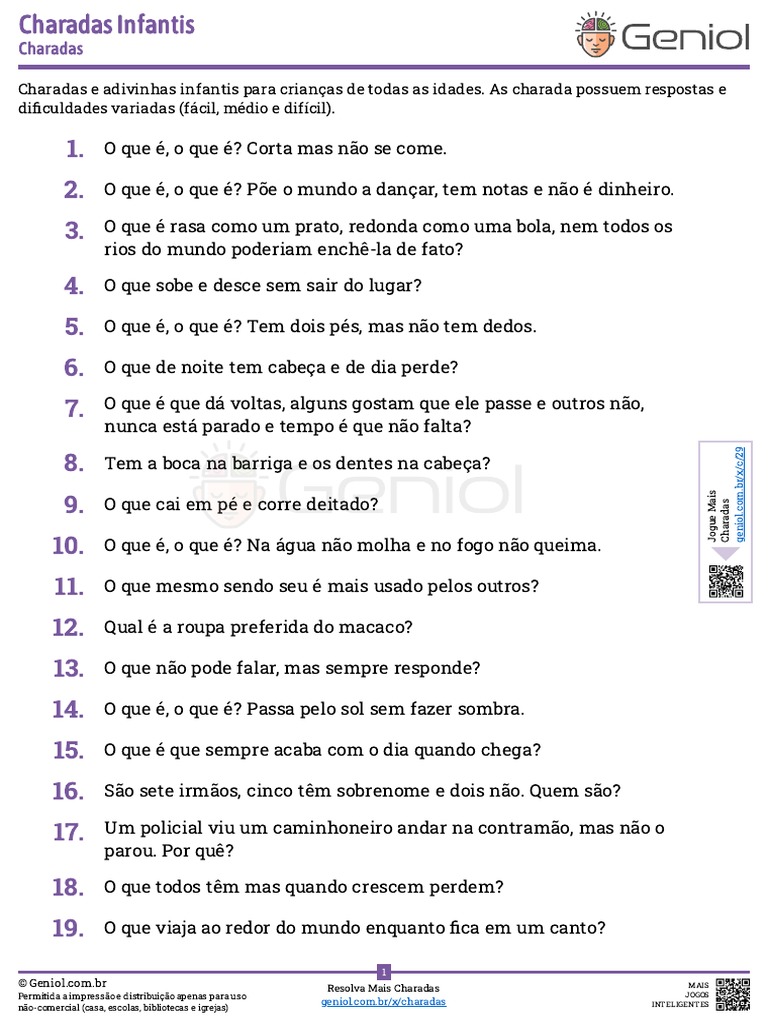 Charadas Infantis | PDF