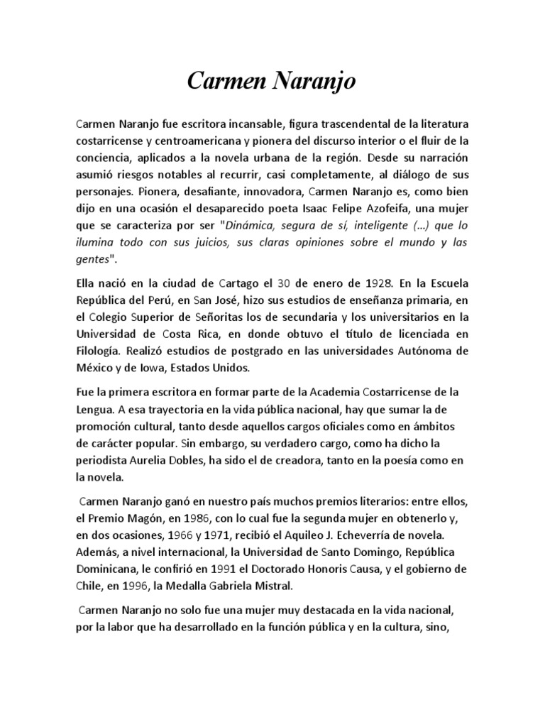 Carmen Naranjo biografia | PDF