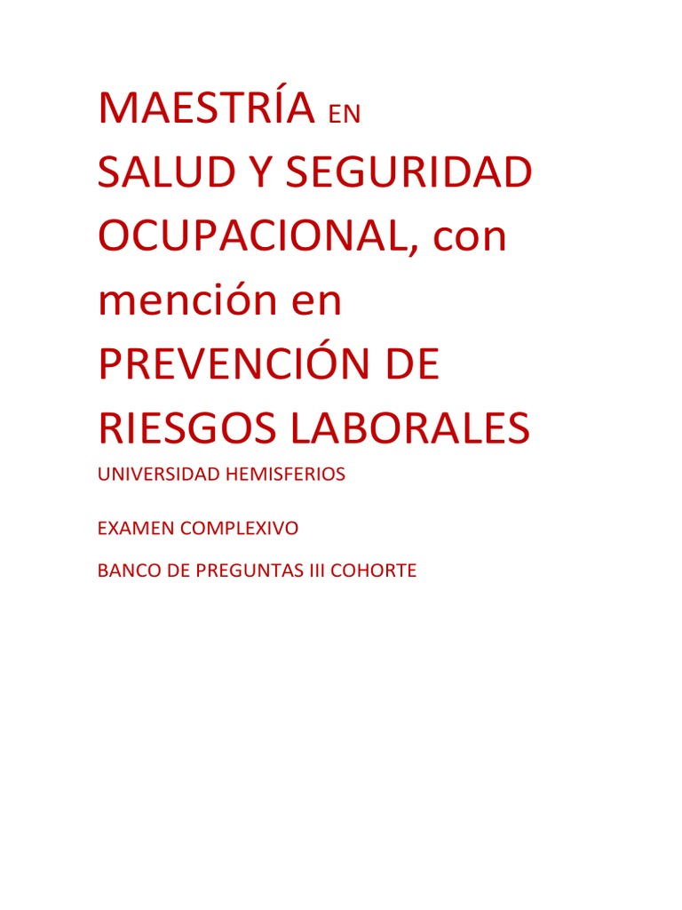 Banco de Preguntas MSSO UHE | PDF | Responsabilidad social corporativa | Toxicidad