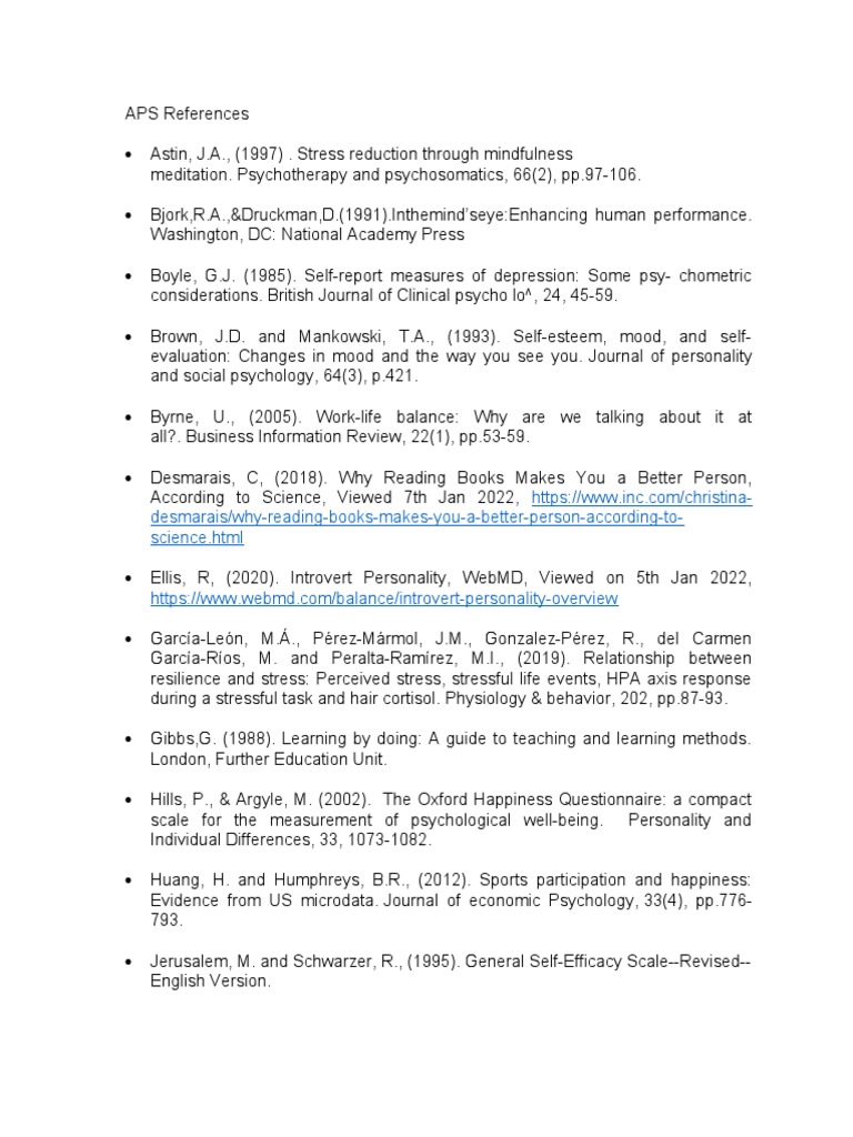 APS References | PDF | Goal | Goal Setting