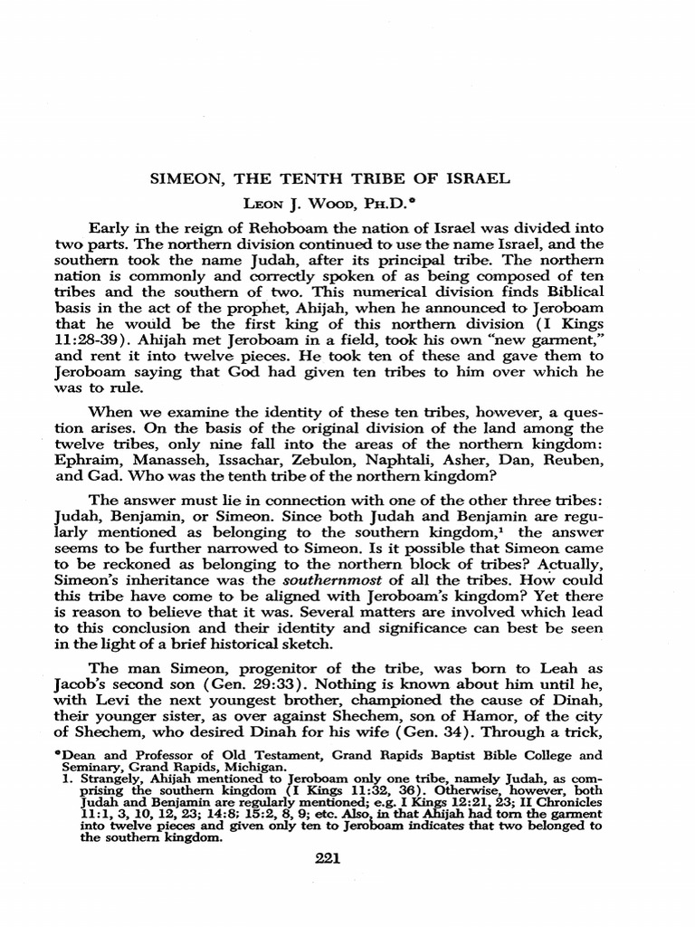 How Simeon Tribe Became Part of The Norhtern Kingdom | PDF