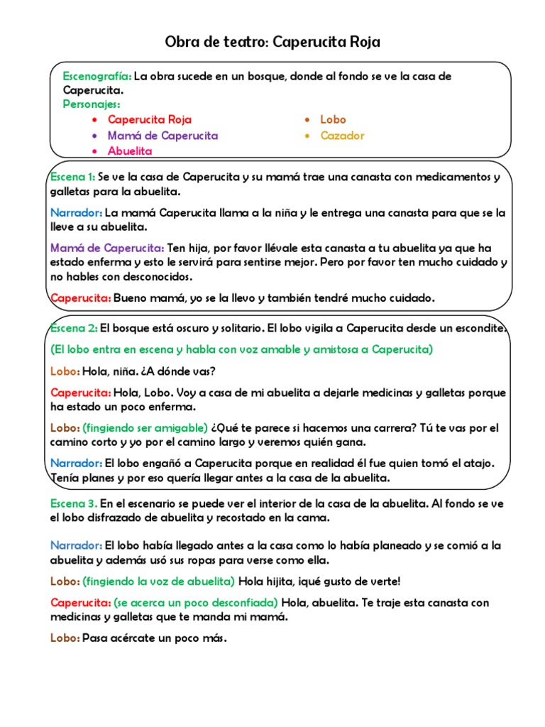 Obra de Teatro | PDF | Caperucita Roja