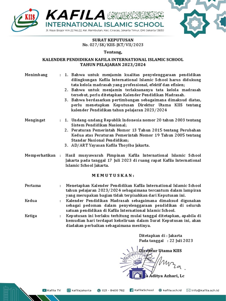 027-SK Kalender Pendidikan TP 2023-2024 | PDF