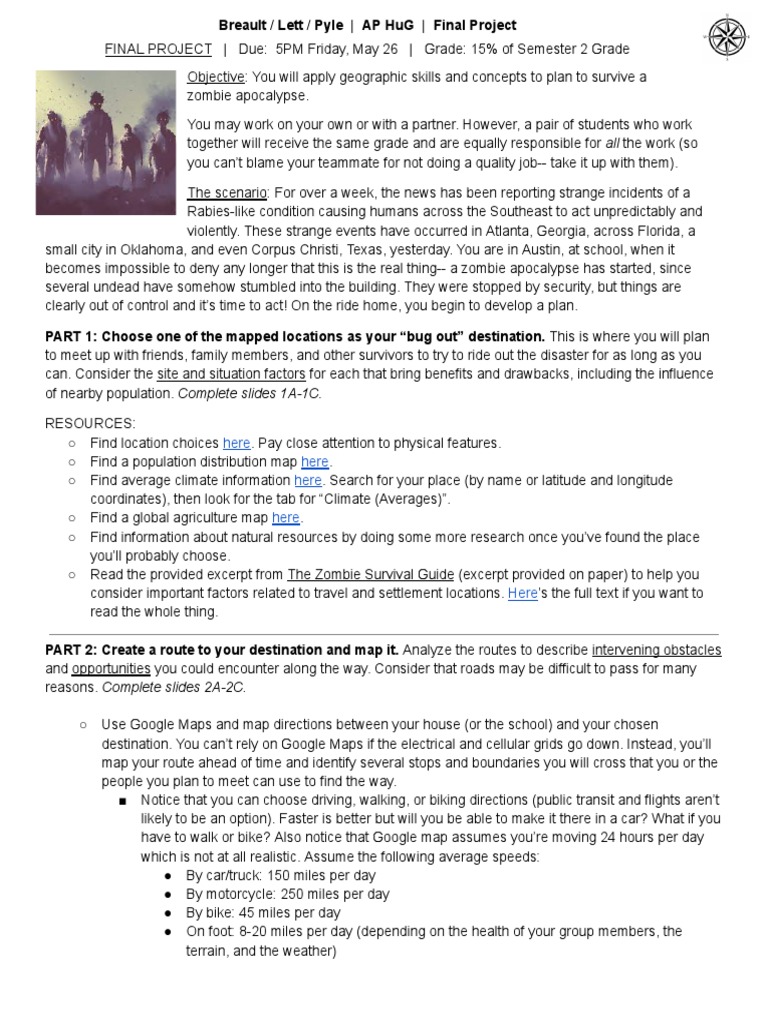 (Mod) AP HuG 2023 Final Project - Zombie Survival Plan | PDF