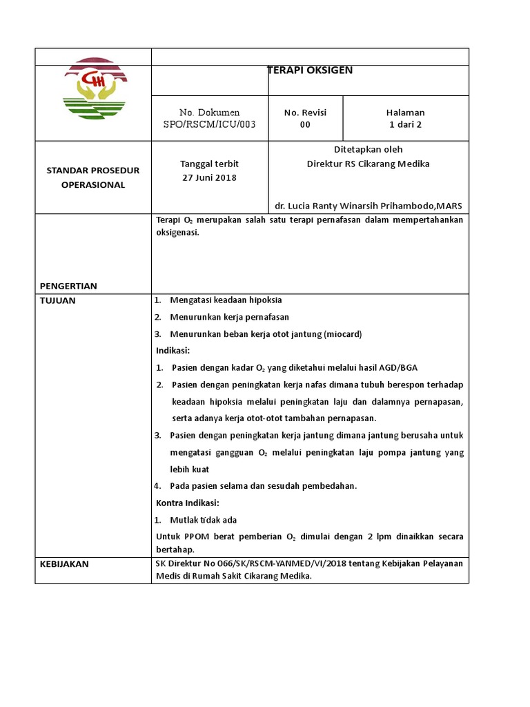 Spo Terapi Oksigen | PDF