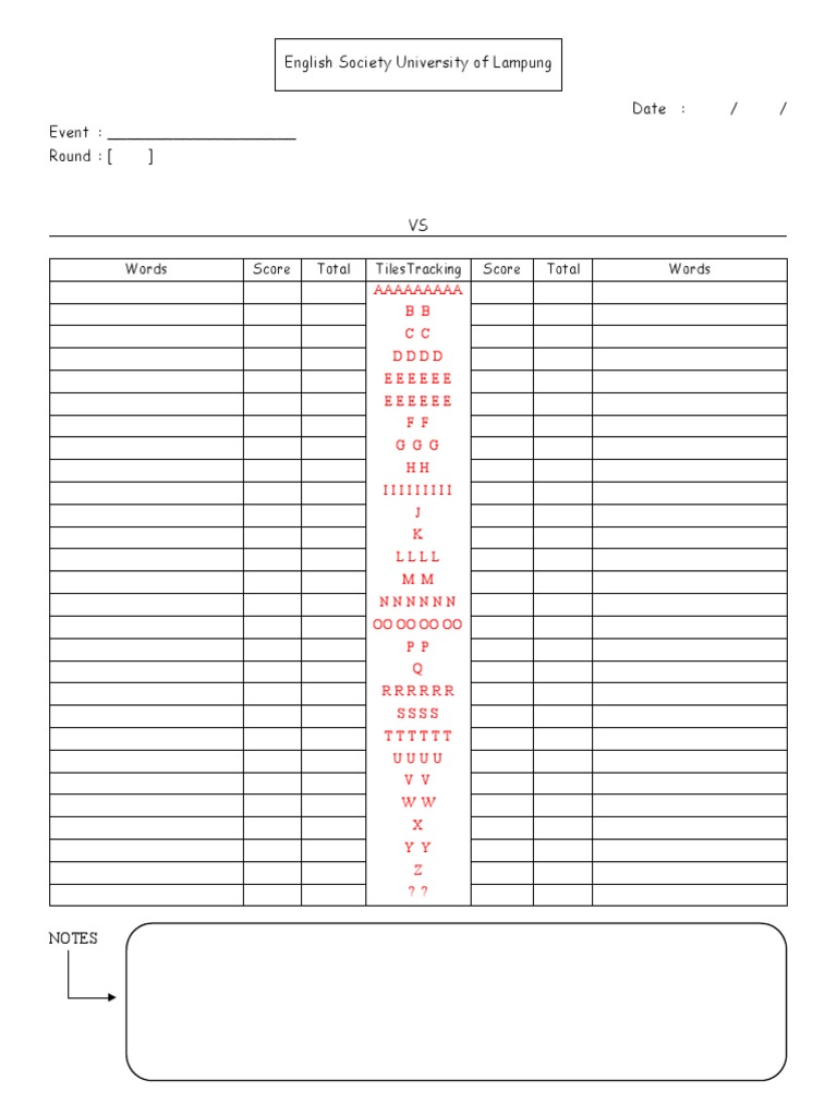 ScoreSheet Scrabble | PDF
