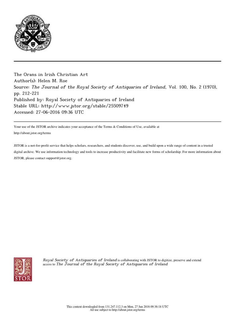 Orans in Irish Christian Art | PDF