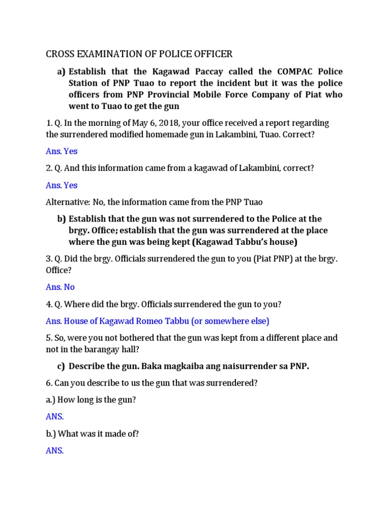 CROSS-EXAMINATION-OF-POLICE-OFFICER | PDF