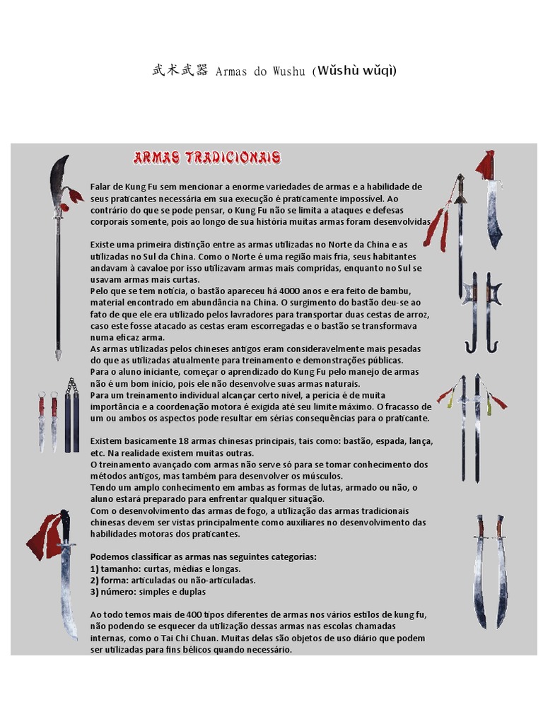 Armas Kung Fu | PDF | Espada | Artes marciais chinesas