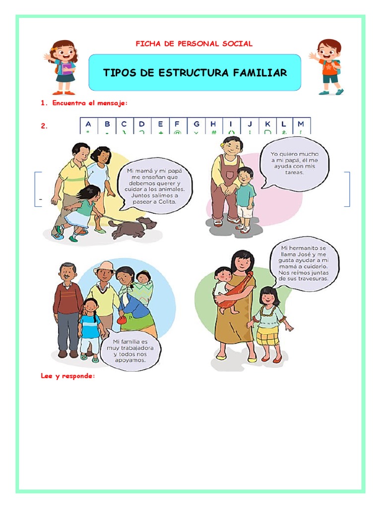 Ficha Ps Lun 24 Tipos de Familia 965727764 Prof Yessenia | PDF | Crecimiento personal y ...