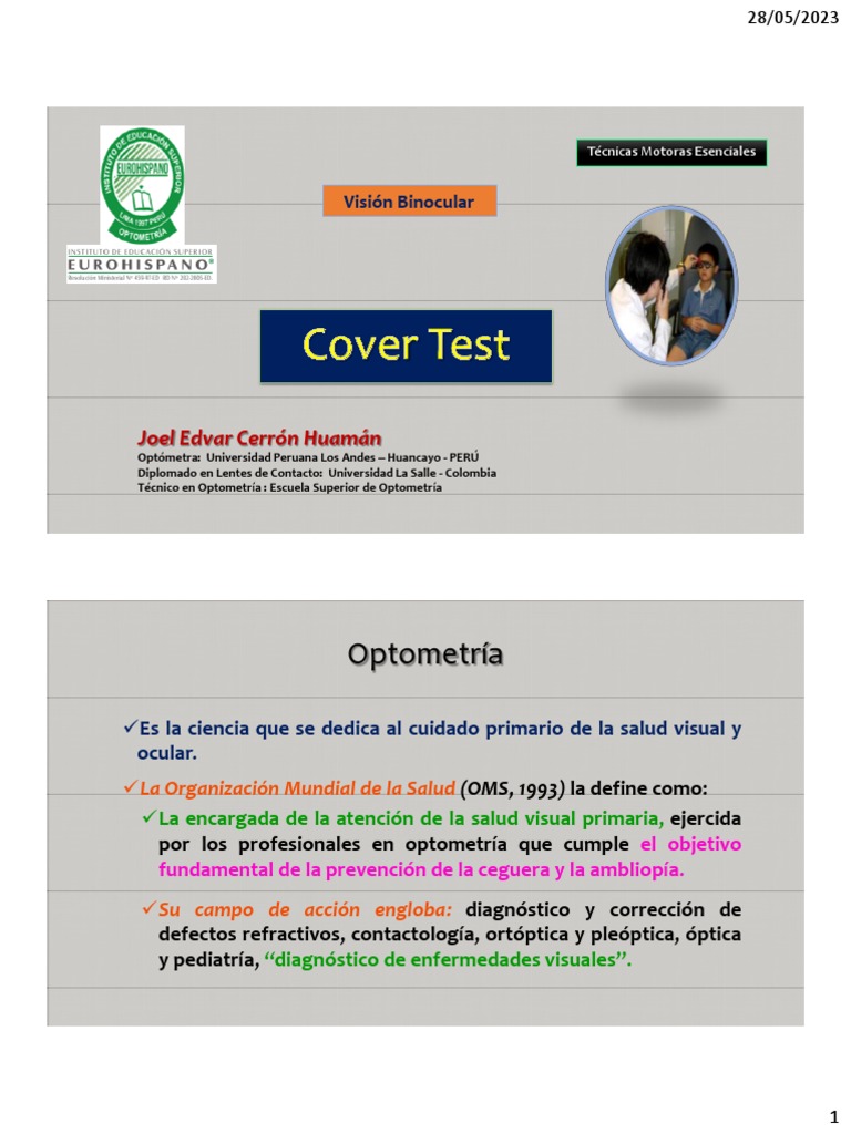 Cover Test en Optometría y Pediatría | PDF