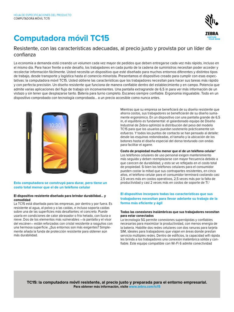 tc15 Spec Sheet Es La | PDF