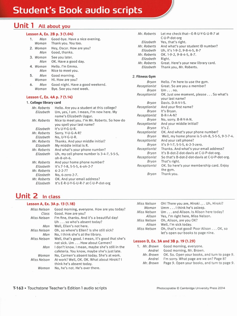 Students' Book Audio Scripts | PDF