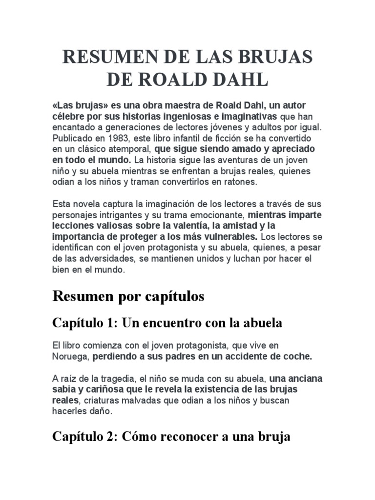 Resumen de Las Brujas de Roald Dahl | PDF