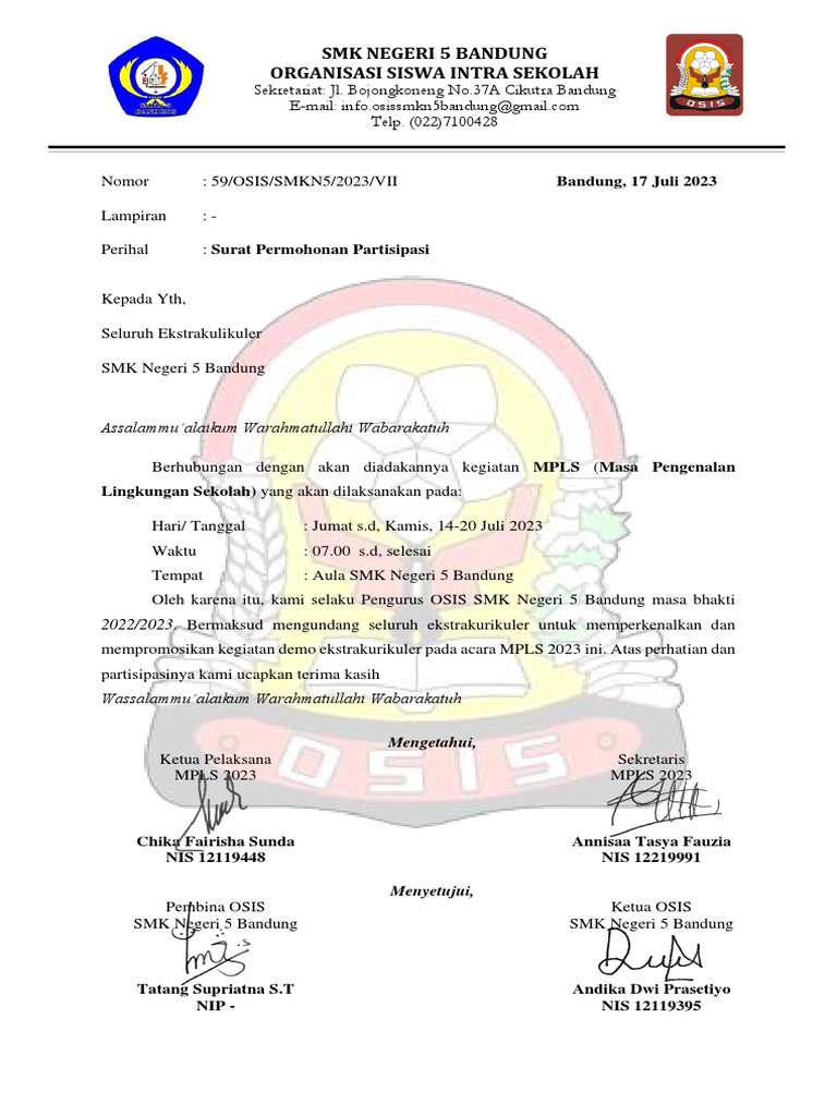 SURAT PARTISIPASI DEMO ESKUL 2023ttd | PDF