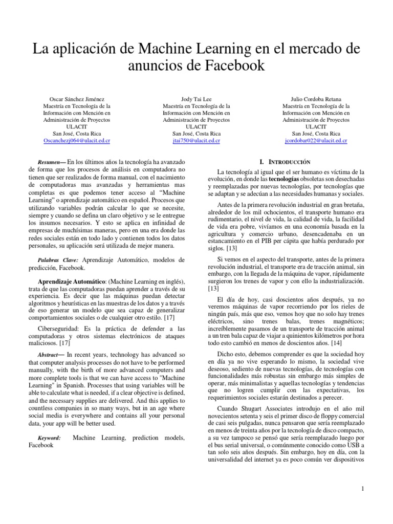 Artículo - La Aplicación de Machine Learning en Las Redes Sociales ...