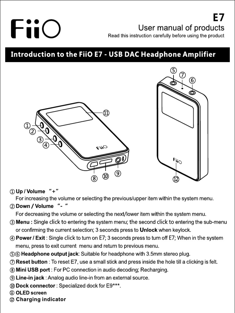 Fiio E7 Manual | PDF