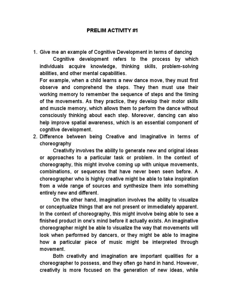 Prelim Activity 1 | Download Free PDF | Dances | Creativity Prelim Activity 1 | Download Free PDF | Dances | Creativity