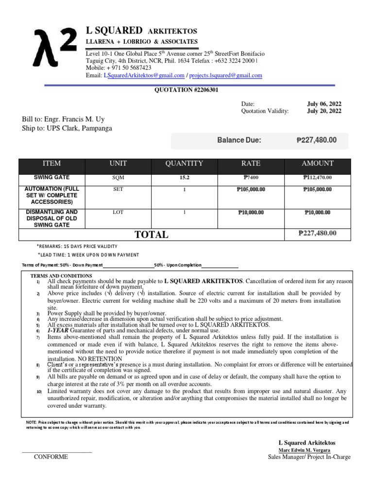 LSquared - Automated Swing Gate Proposal | PDF