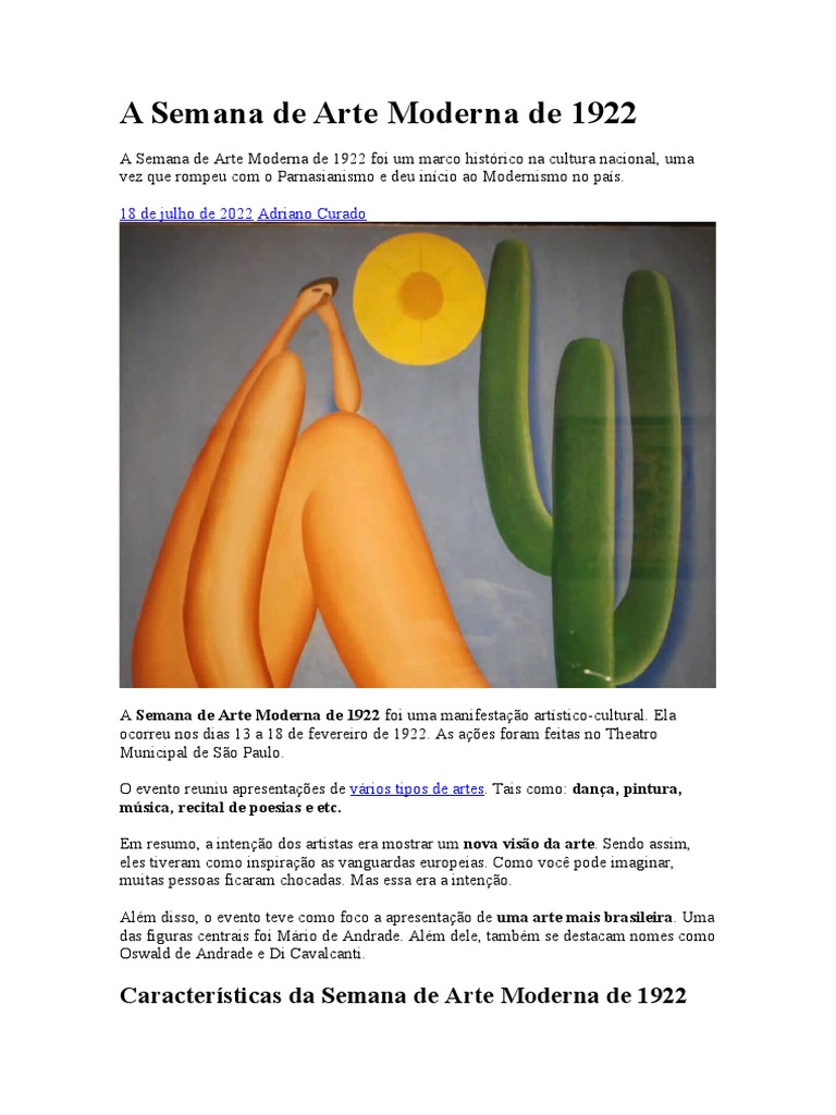 A Semana de Arte Moderna de 1922 | PDF