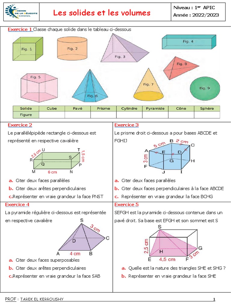 Exercices sur les volumes des solides | PDF | Le volume | Géométrie convexe