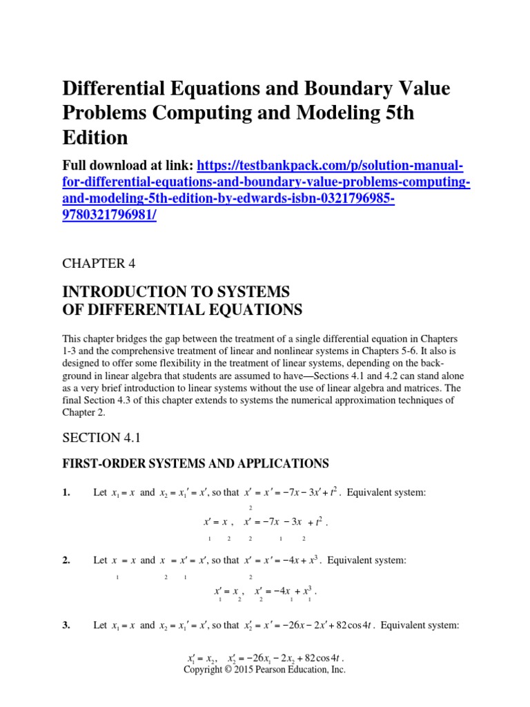 Differential Equations and Boundary Value Problems Computing and Modeling 5th Edition Edwards ...