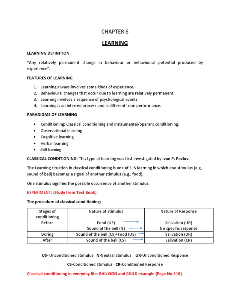 Learning Note | Download Free PDF | Classical Conditioning | Reinforcement