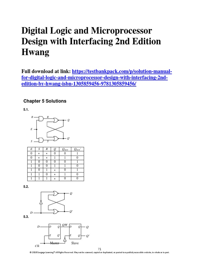 Digital Logic and Microprocessor Design With Interfacing 2nd Edition Hwang Solutions Manual 1 ...