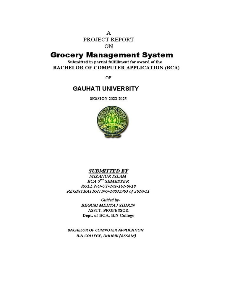 Grocery Management System | PDF | Business | Technology & Engineering