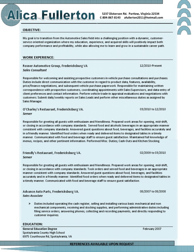 Alicia Pretty Resume | PDF | Sales | Foods