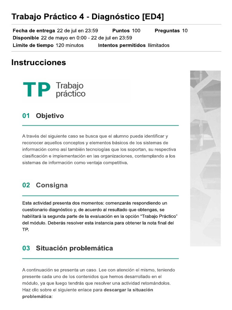 TP4 - Test Diagnóstico - 100% | PDF