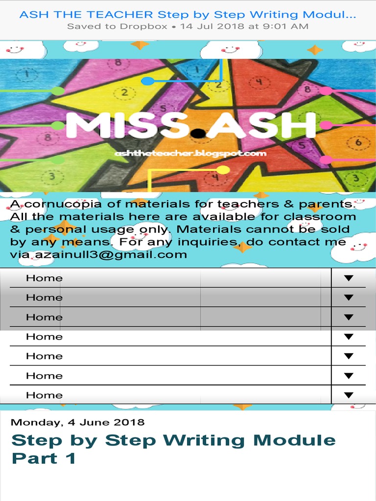 ASH THE TEACHER Step by Step Writing Module Part 1 | PDF