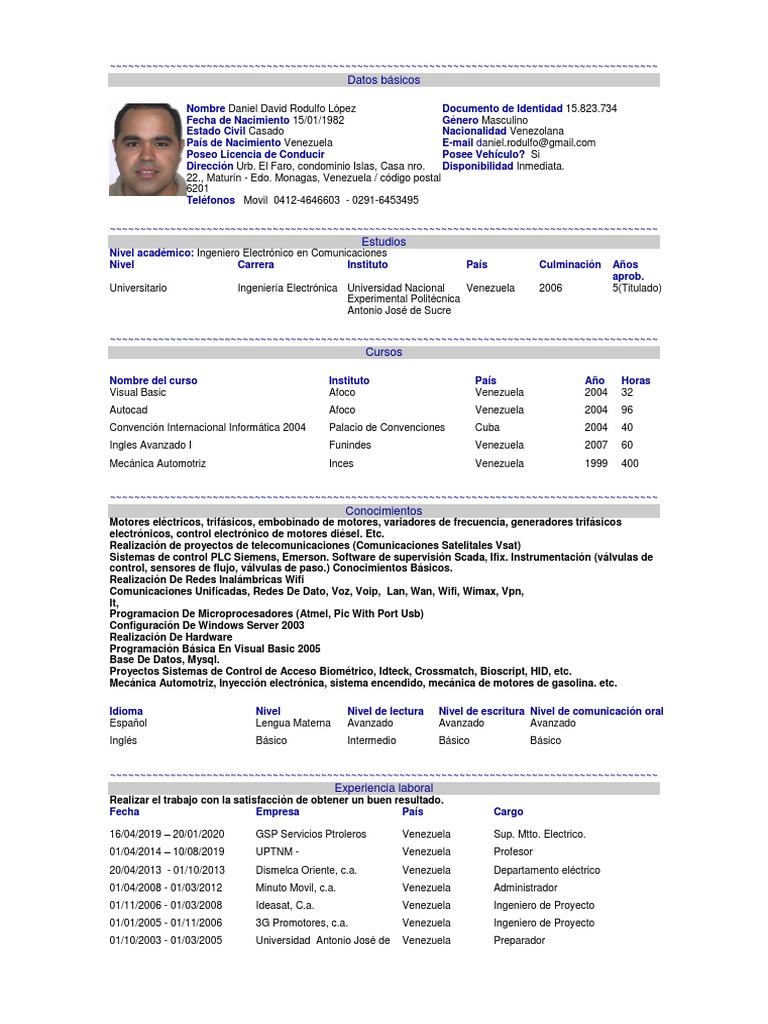 Curriculum Daniel Rodulfo | PDF | Finance & Money Management | Computers