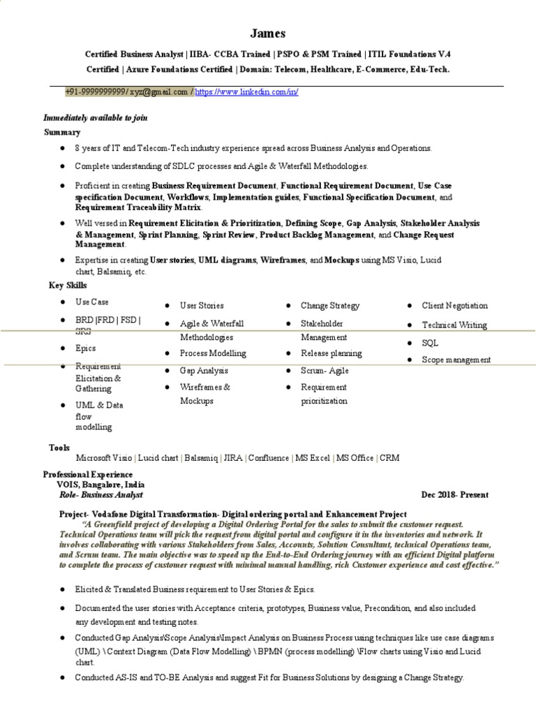 Business Analyst with Telecom Expertise | PDF