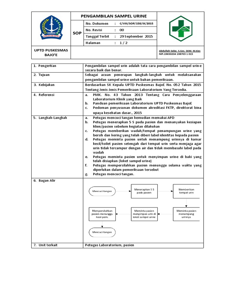 SOP Pengambilan Sampel Urine | PDF | Sains & Matematika