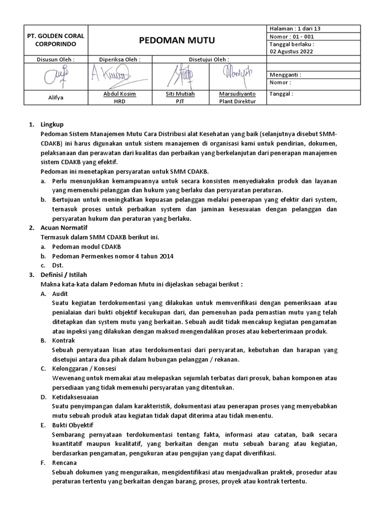1.3 Pedoman Mutu | PDF