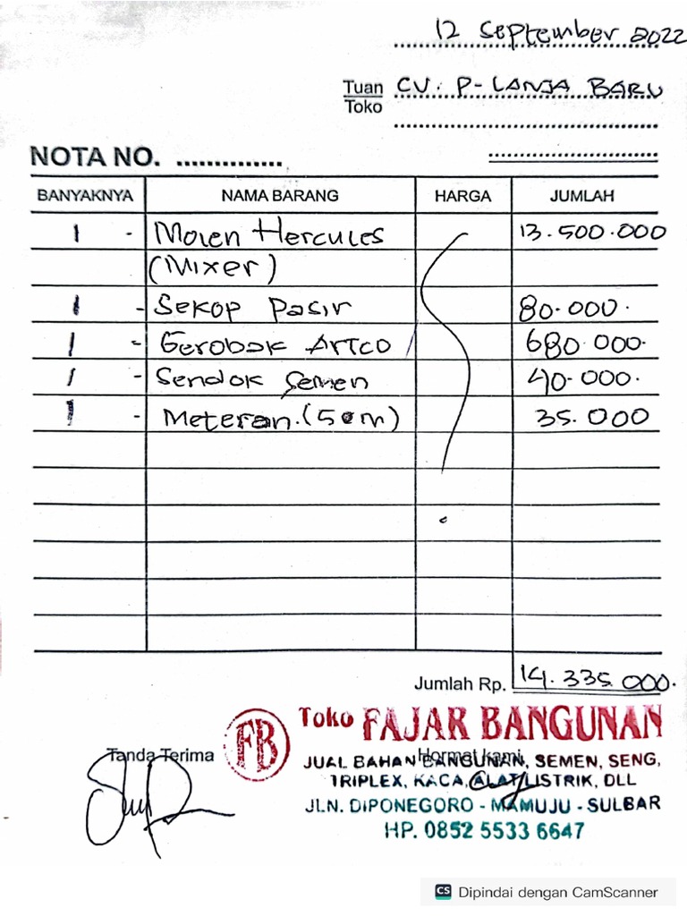 Nota Pembelian | PDF