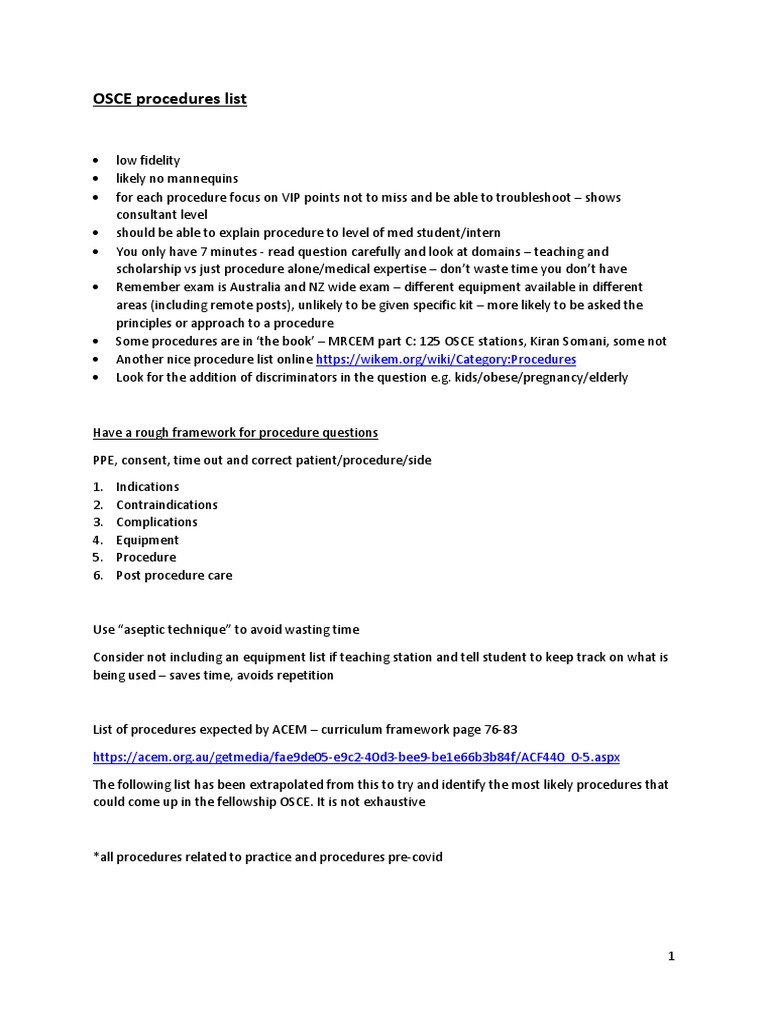 OSCE Procedures Overview for Fellowship | PDF