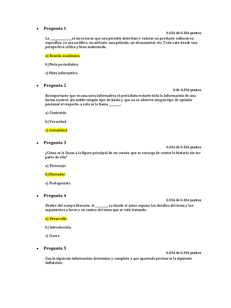 Respuestas Comprension Lectora | PDF