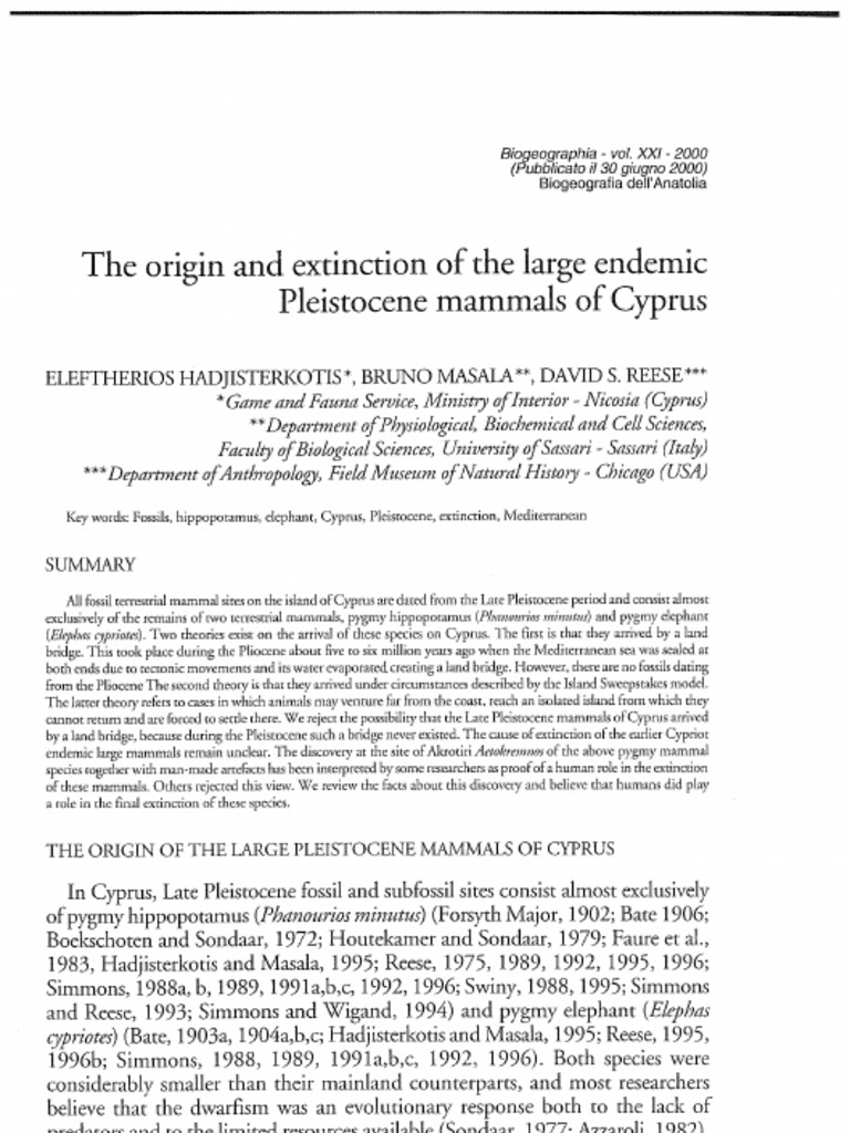 The Origin and Extinction of Large Endemic Pleistocene Mammals of ...