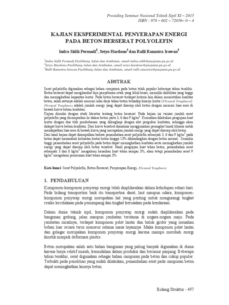 Penyerapan Energi Beton Serat Polyolefin | PDF