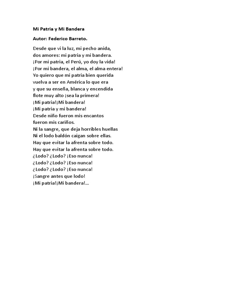 Mi Patria y Mi Bandera Canción | PDF