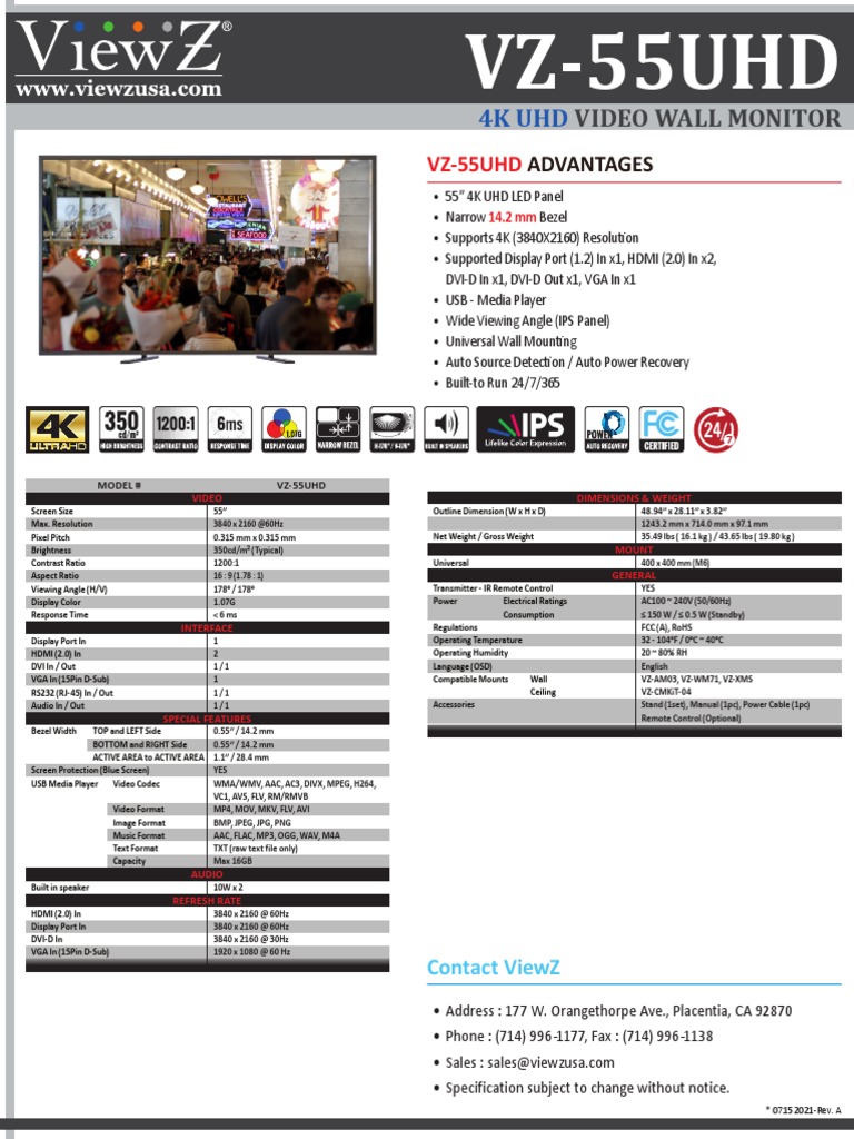 VZ 55uhd | PDF | Display Resolution | Filmmaking