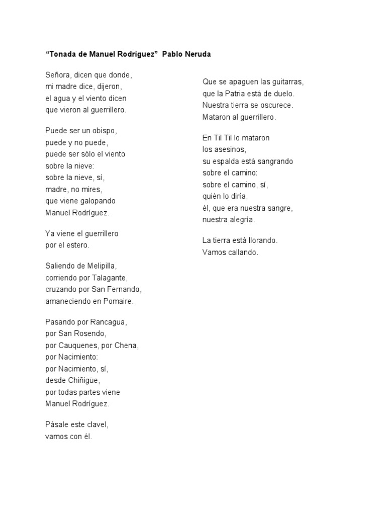 Tonada de Manuel Rodríguez | PDF