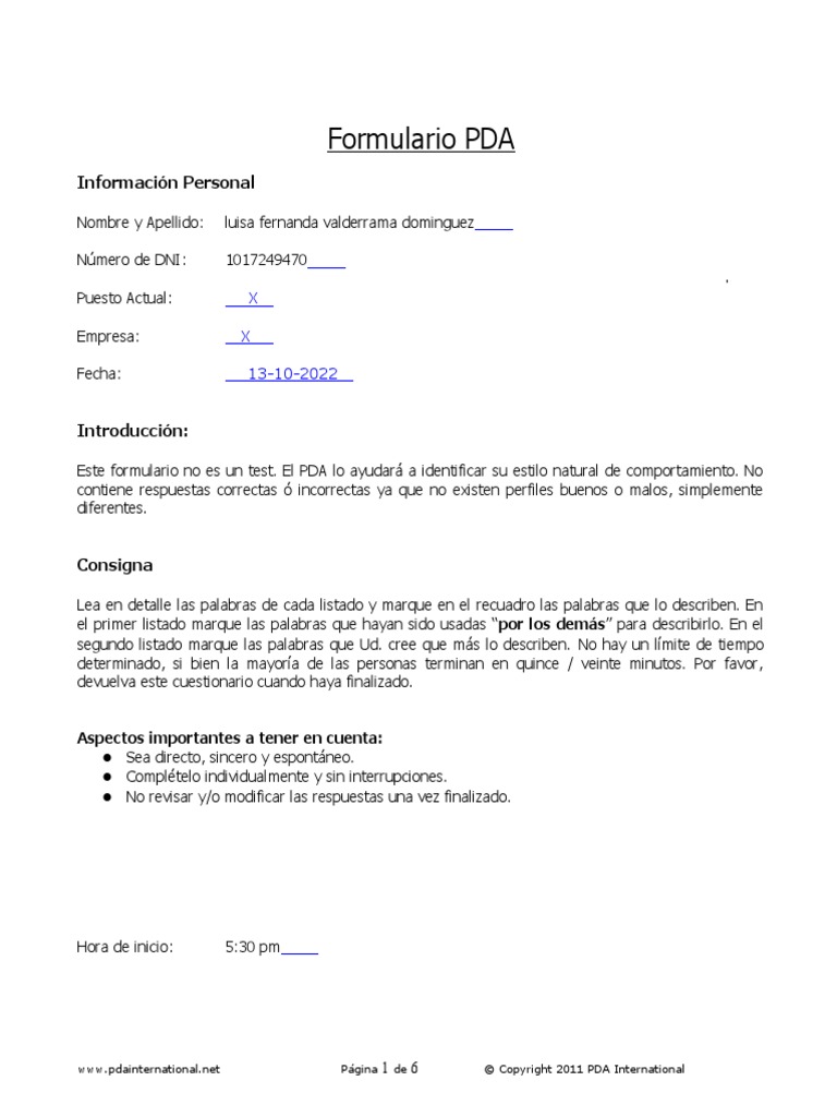 Formulario PDA | PDF